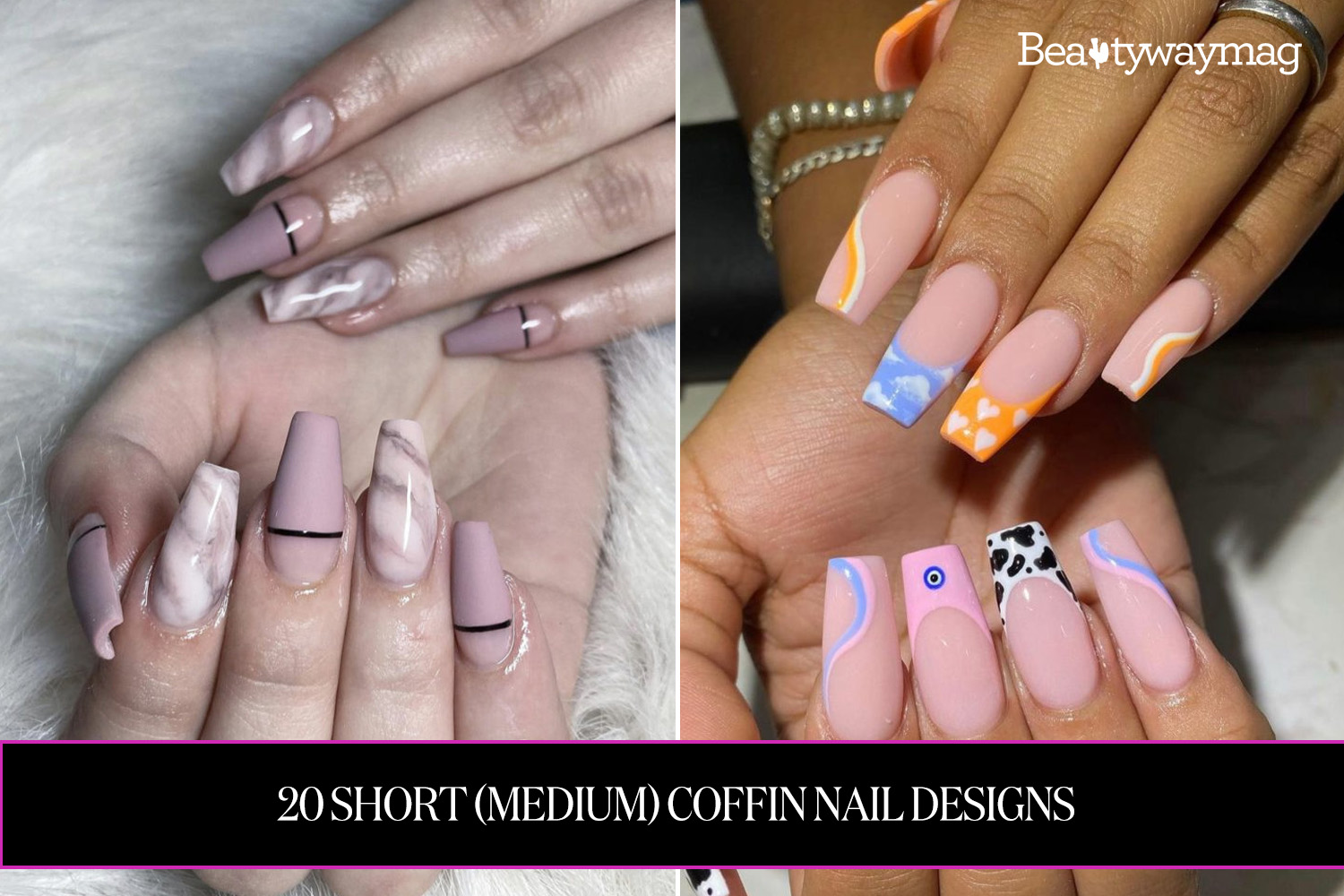 41 Short (Medium) Coffin Nail Designs For 2024 | BeautyWayMag