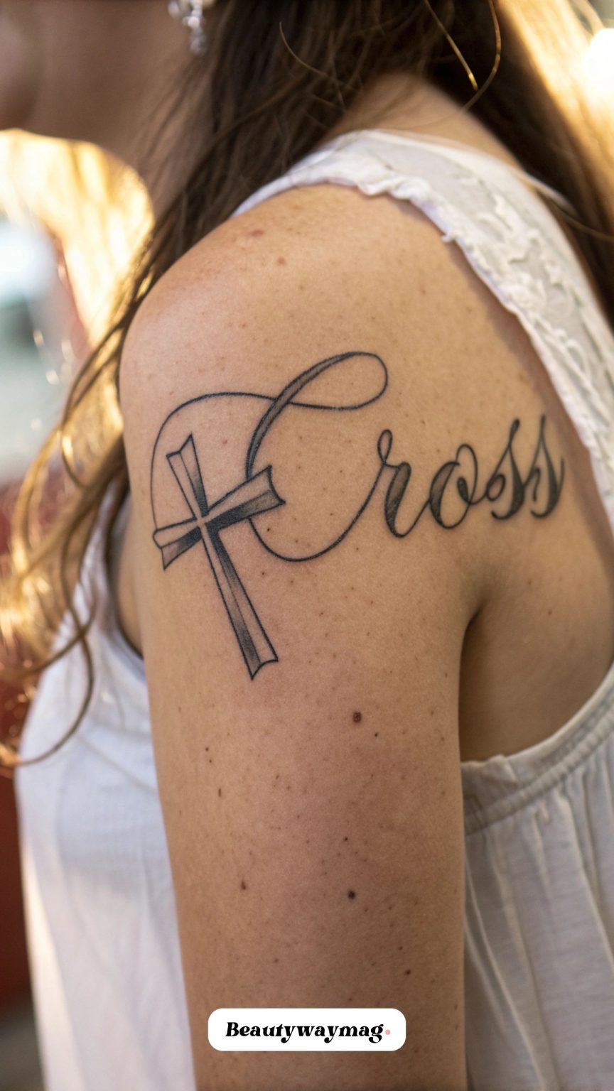 23 Sweet Girly Cross Tattoo Ideas | BeautyWayMag