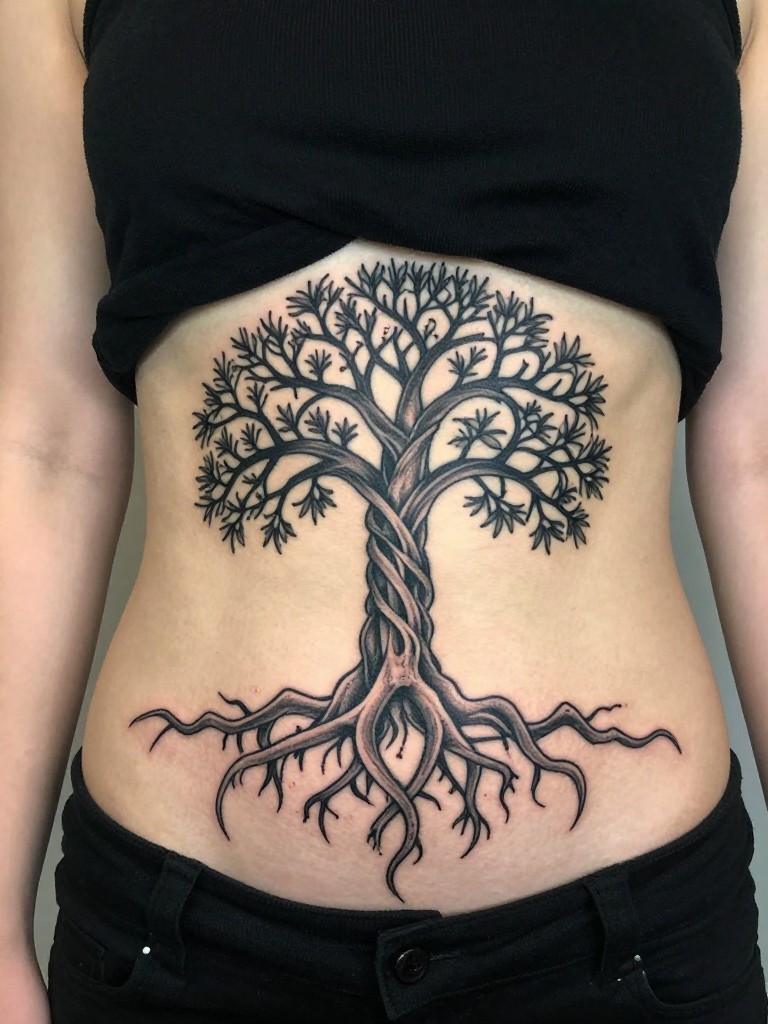 15 Bold Gothic Stomach Tattoo Ideas | BeautyWayMag