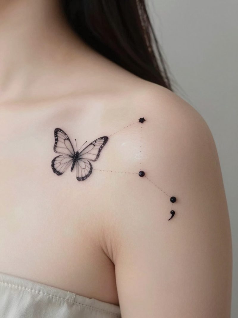 15 Butterfly Semicolon Tattoo Ideas with Meaning | BeautyWayMag